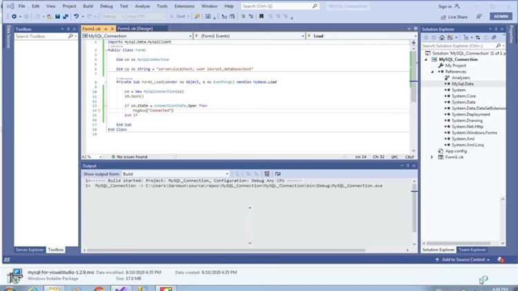 Работа с MySQL в Visual Studio пошаговое руководство